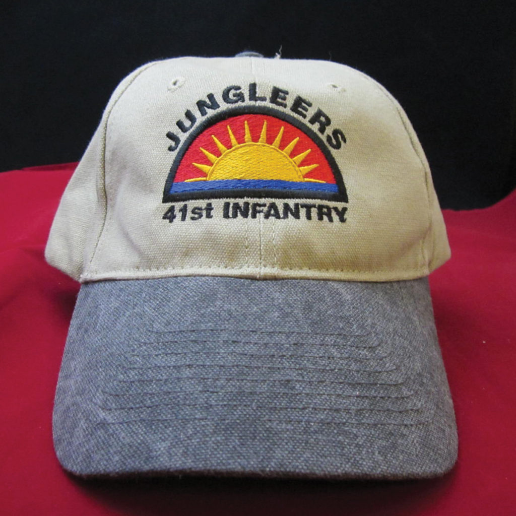 Jungleers 41st Infantry – tan cap with blue bill and sun logo